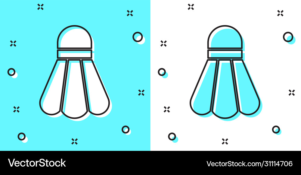 Black line badminton shuttlecock icon isolated Vector Image