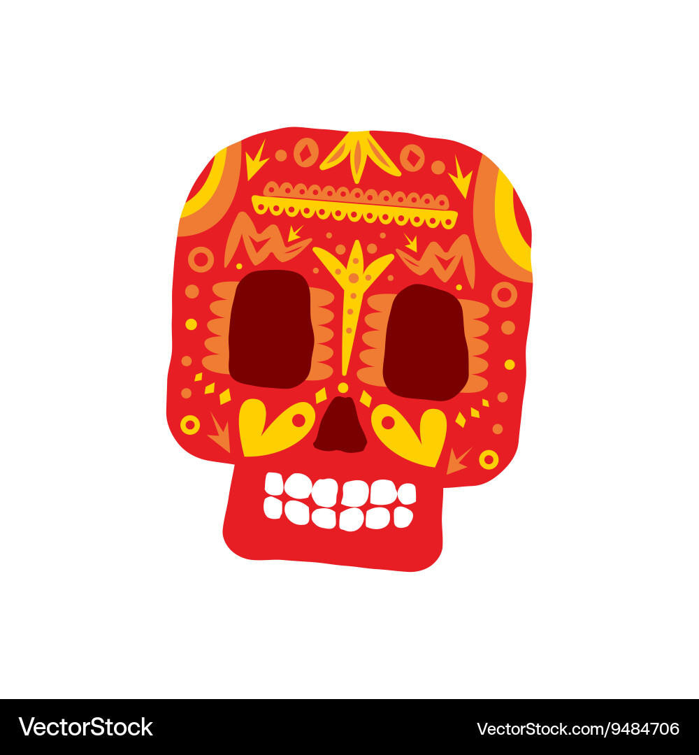 Bright color traditional mexican painted scull Vector Image