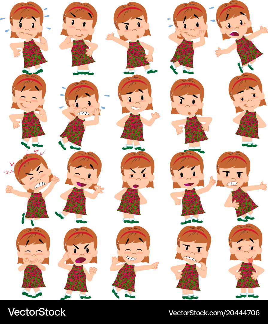 Cartoon character white girl set with different Vector Image