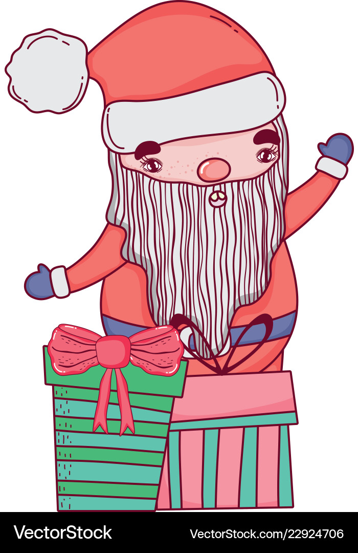 Cute christmas santa claus with gift present Vector Image