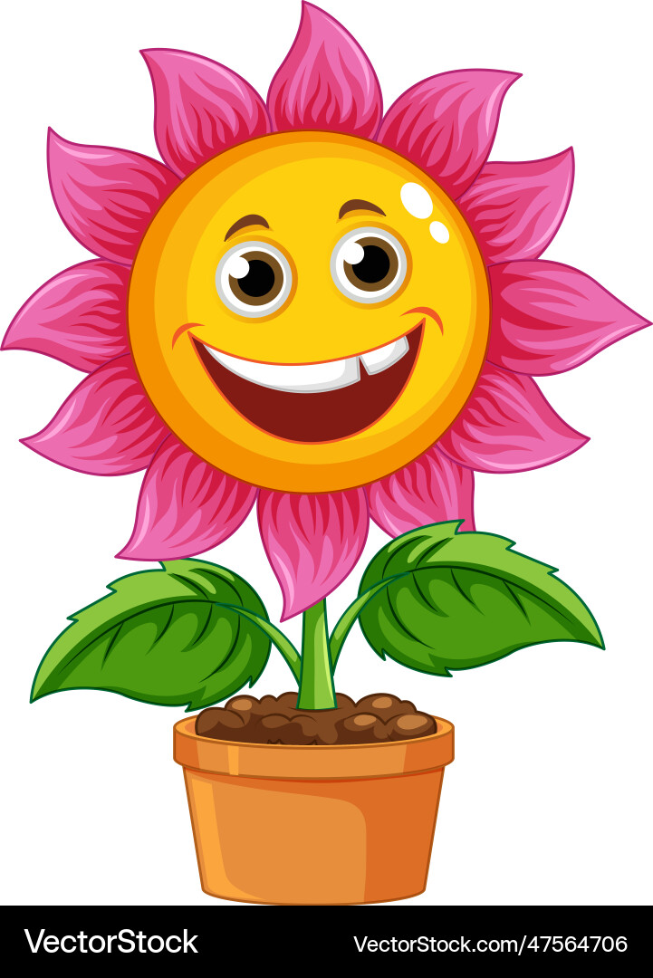 Cute flower in pot with smiley face Royalty Free Vector