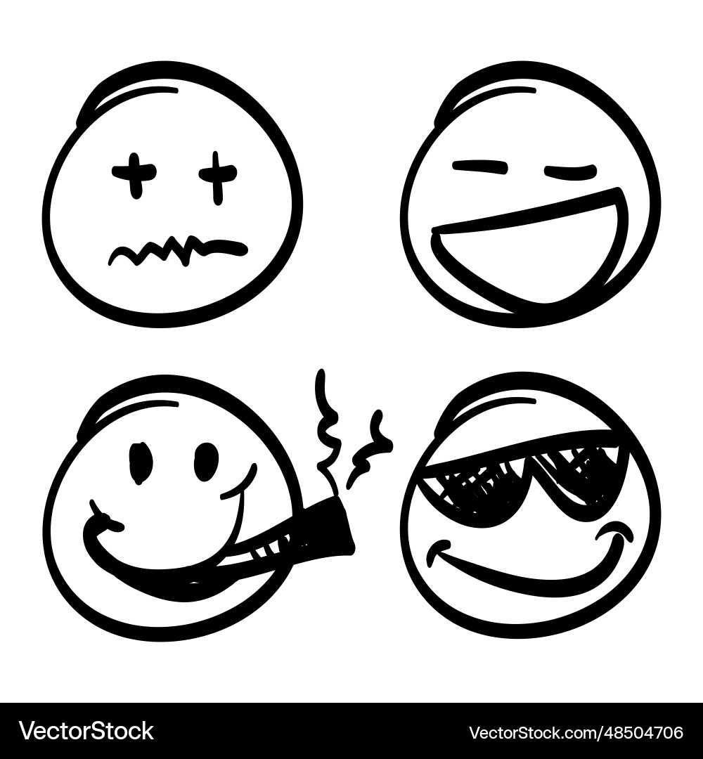 Doodle set emoticons emoji character Royalty Free Vector