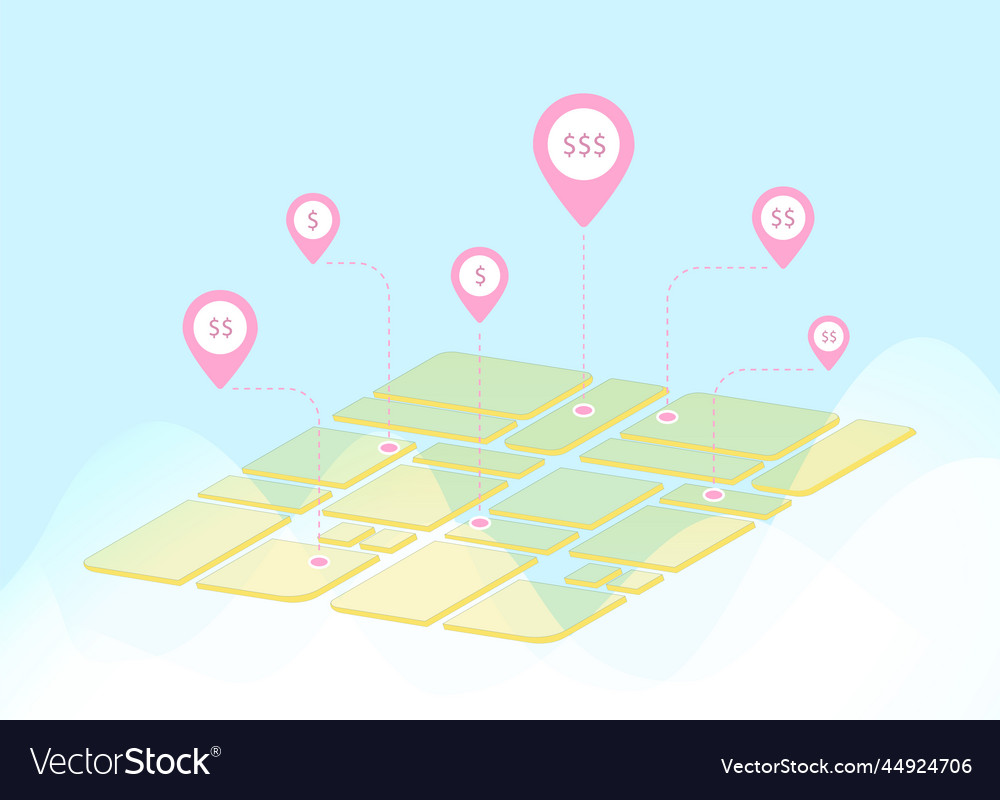 Gentrification and relocation concept map Vector Image