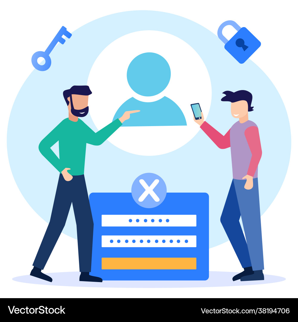 Graphic cartoon character password protection Vector Image