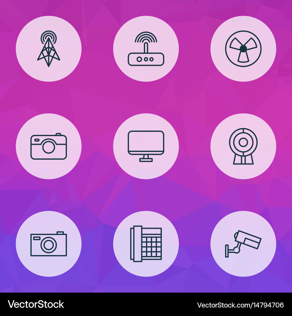 Hardware icons set collection of work phone Vector Image