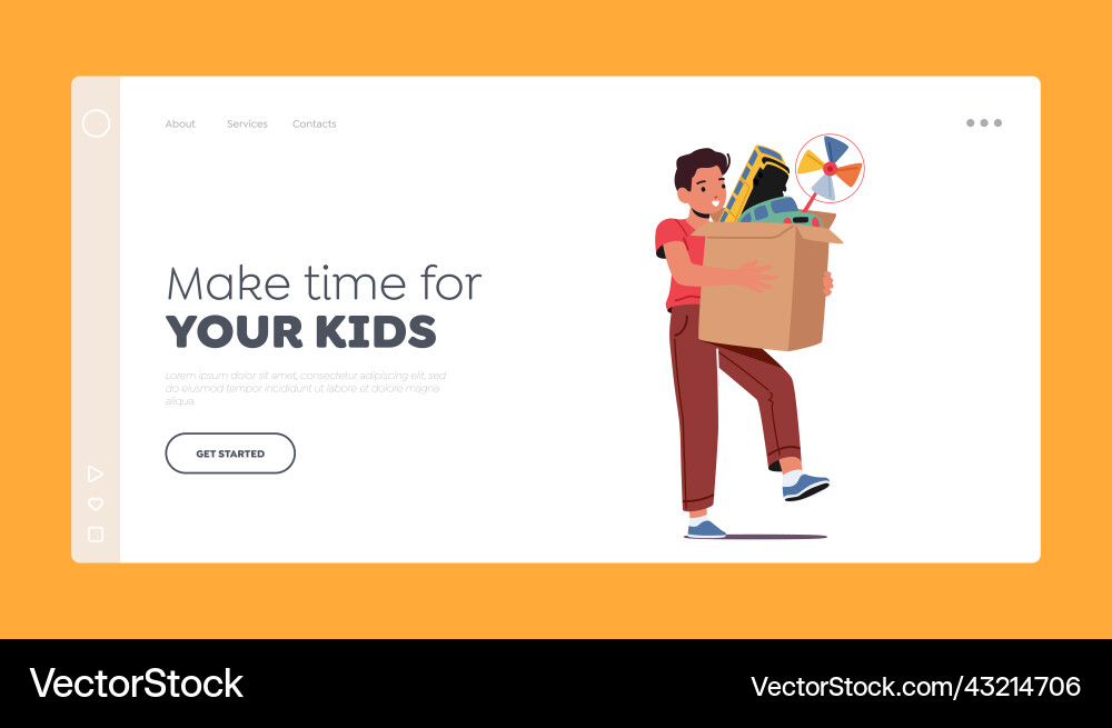 Make time for your kids landing page template Vector Image