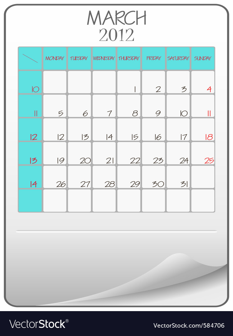 March 2012 Royalty Free Vector Image - VectorStock