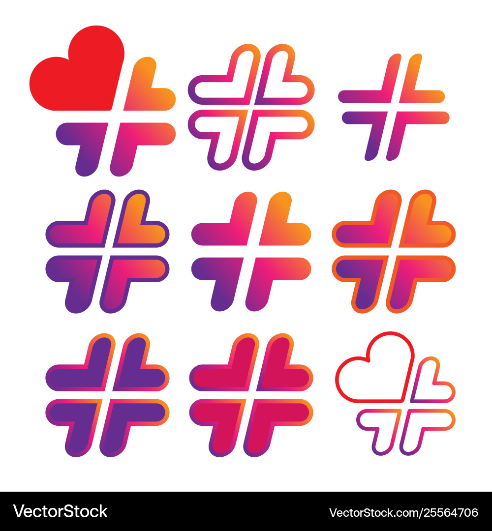 Set icons with hashtag symbol for your design Vector Image