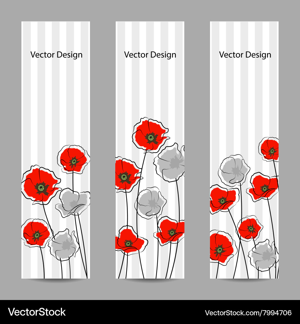 Set of vertical banners with flowers Royalty Free Vector