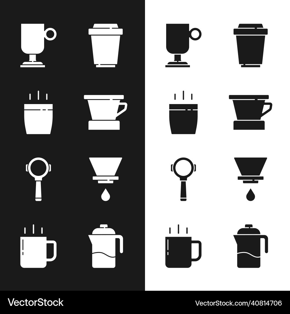 Set v60 coffee maker coffee cup irish to go Vector Image