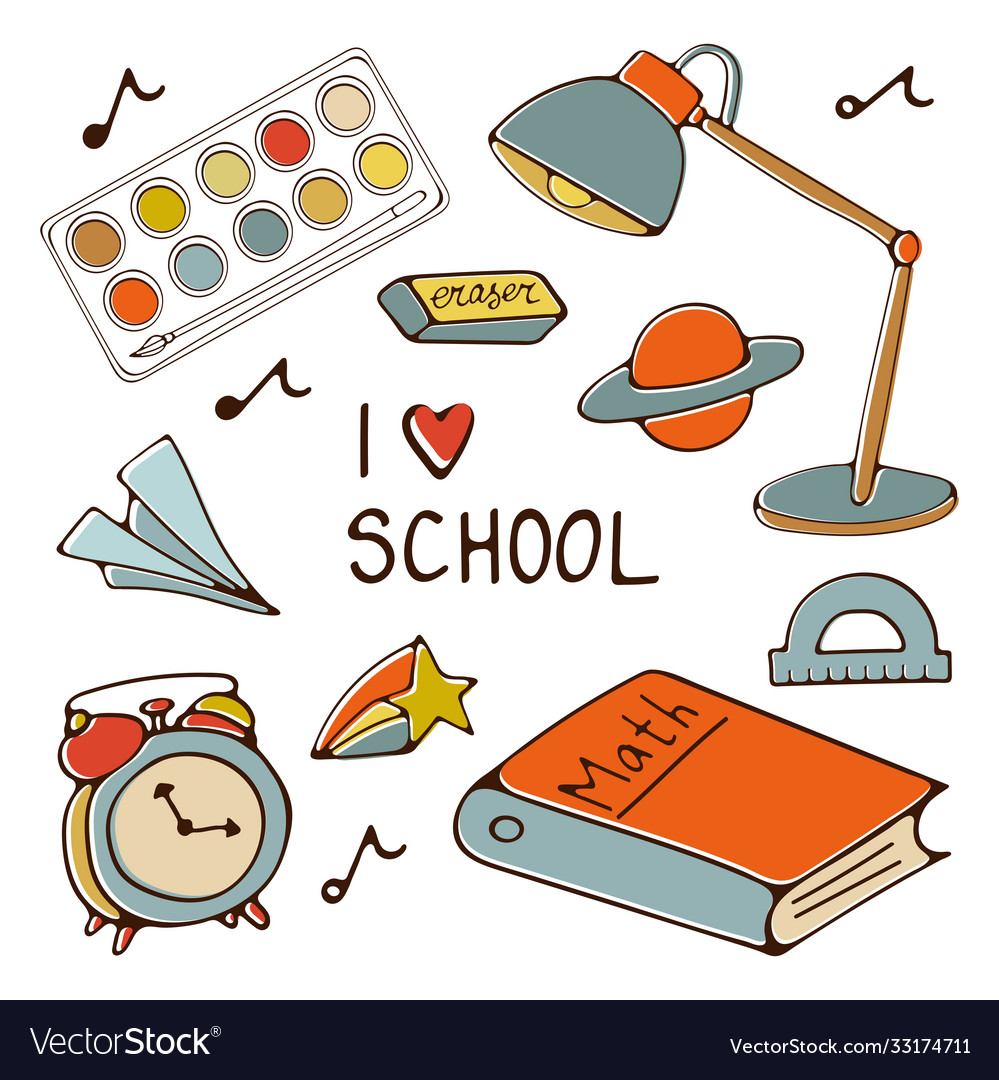 Back to school colorful hand drawn collection Vector Image