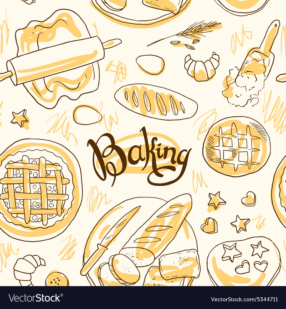 Beautiful hand-draw simpless pattern baking Vector Image