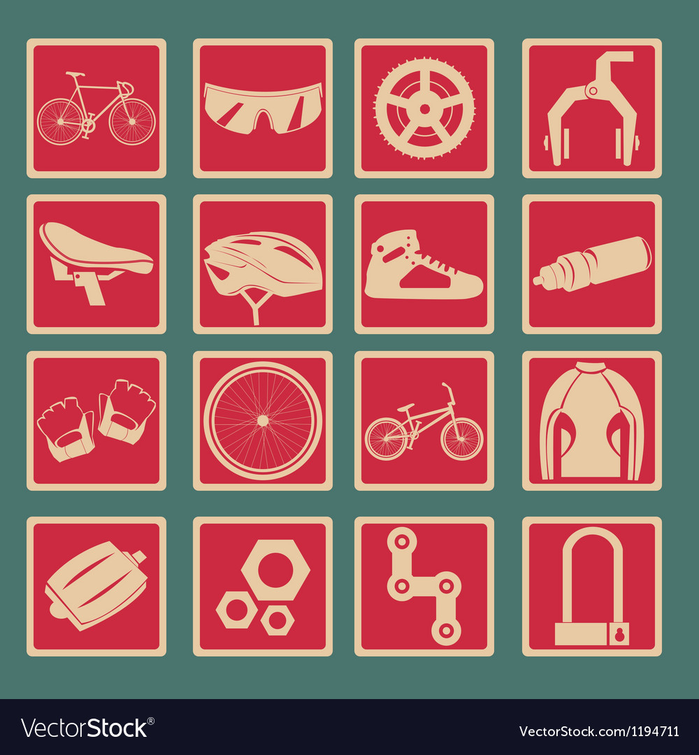 Bicycle icon set basic style Royalty Free Vector Image