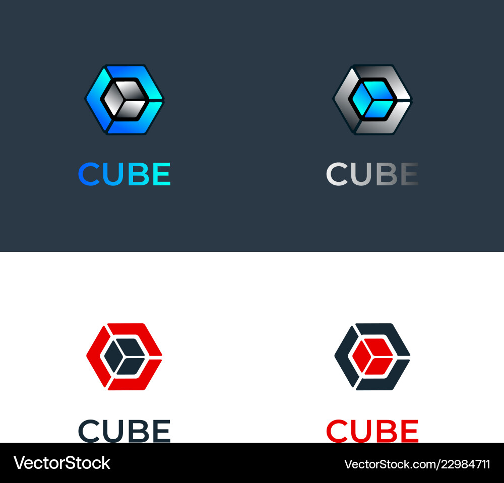 Colourful blue glass cubes logo template Vector Image