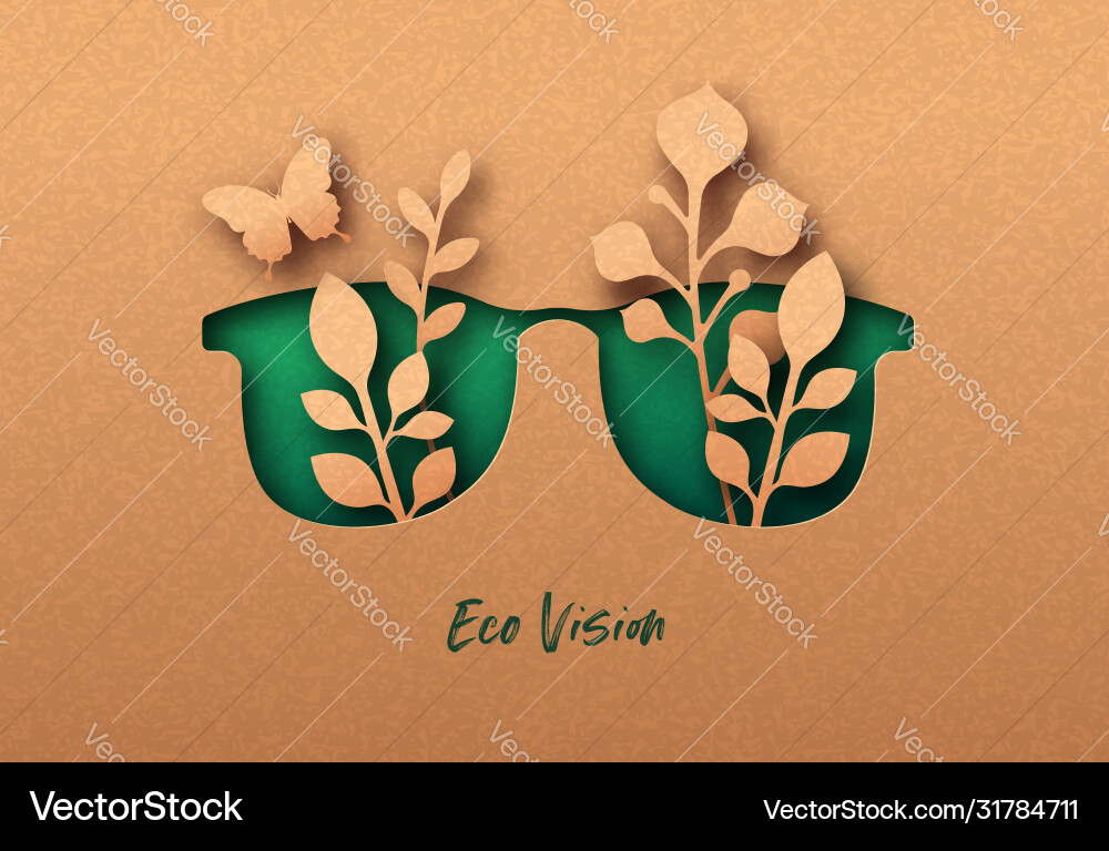 Eco vision or green view 3d papercut concept Vector Image