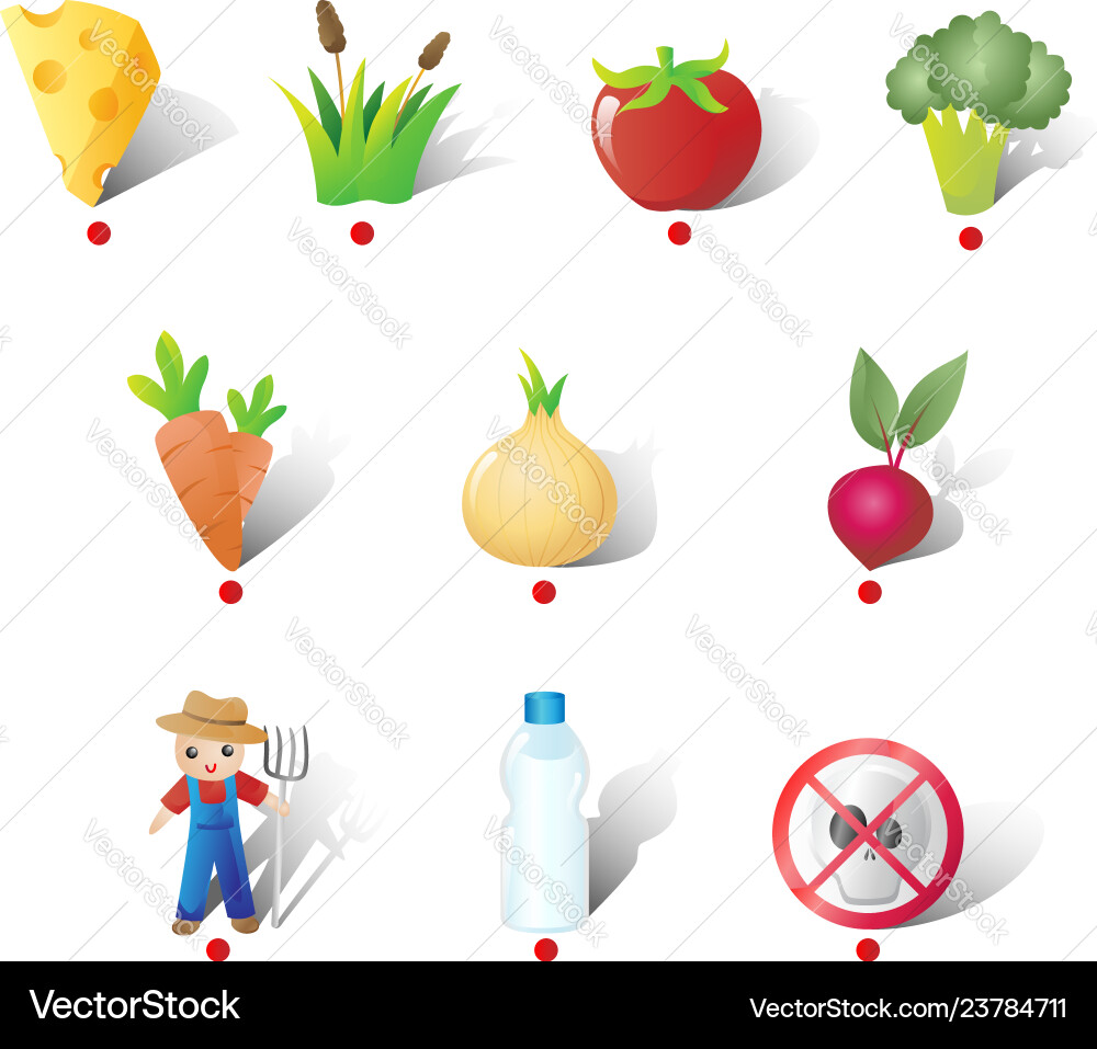 Farm and vegetables icons Royalty Free Vector Image