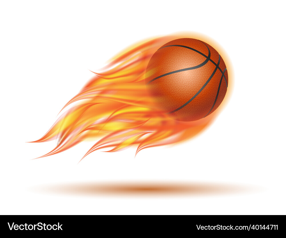 Flaming basketball ball flying Royalty Free Vector Image