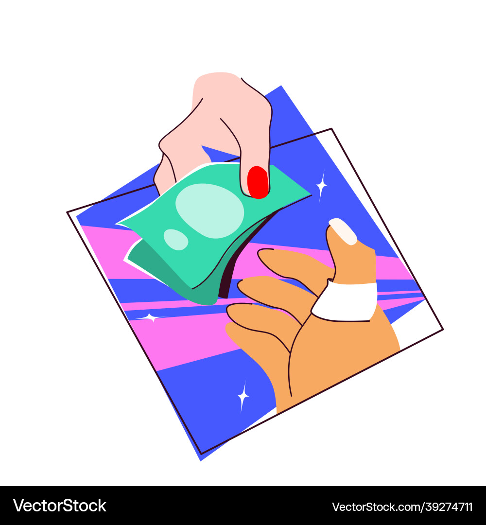 Hand giving money funny Royalty Free Vector Image