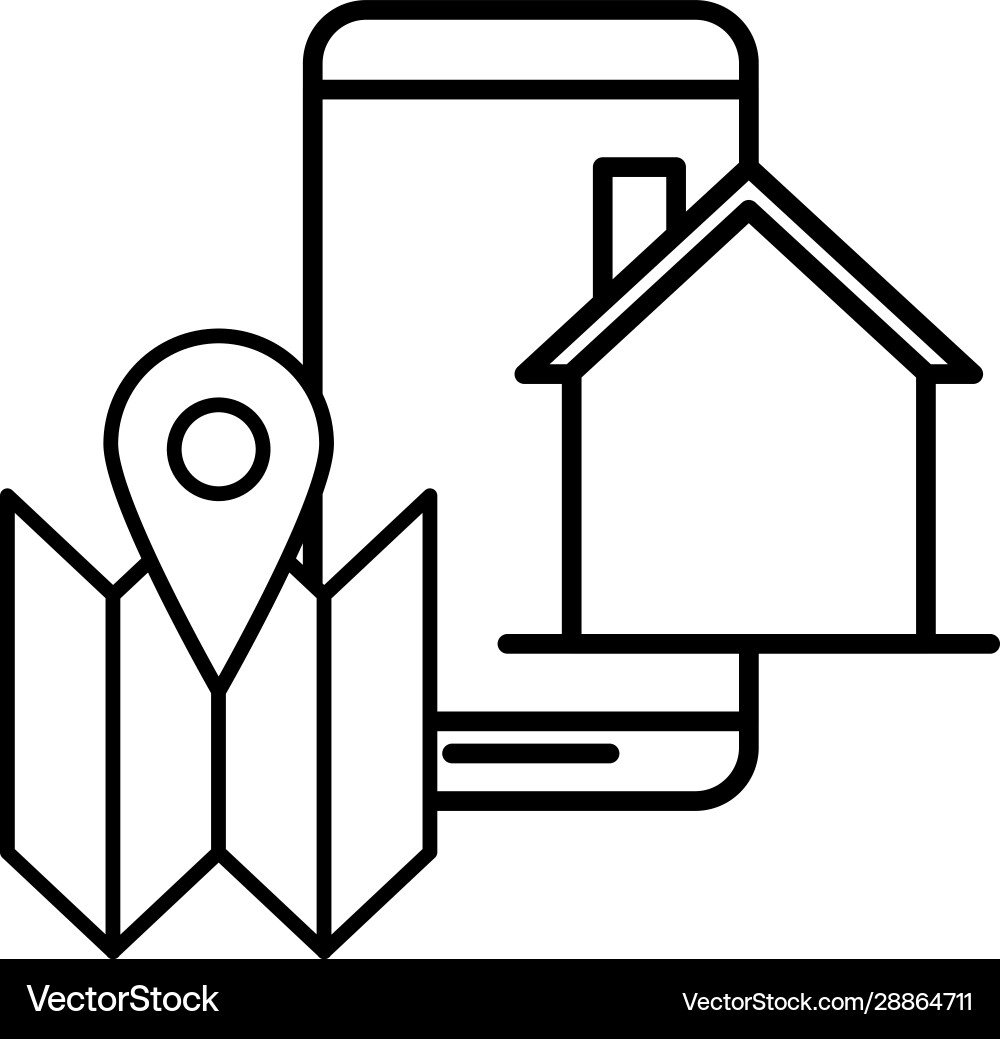 House front facade in smartphone and gps app Vector Image