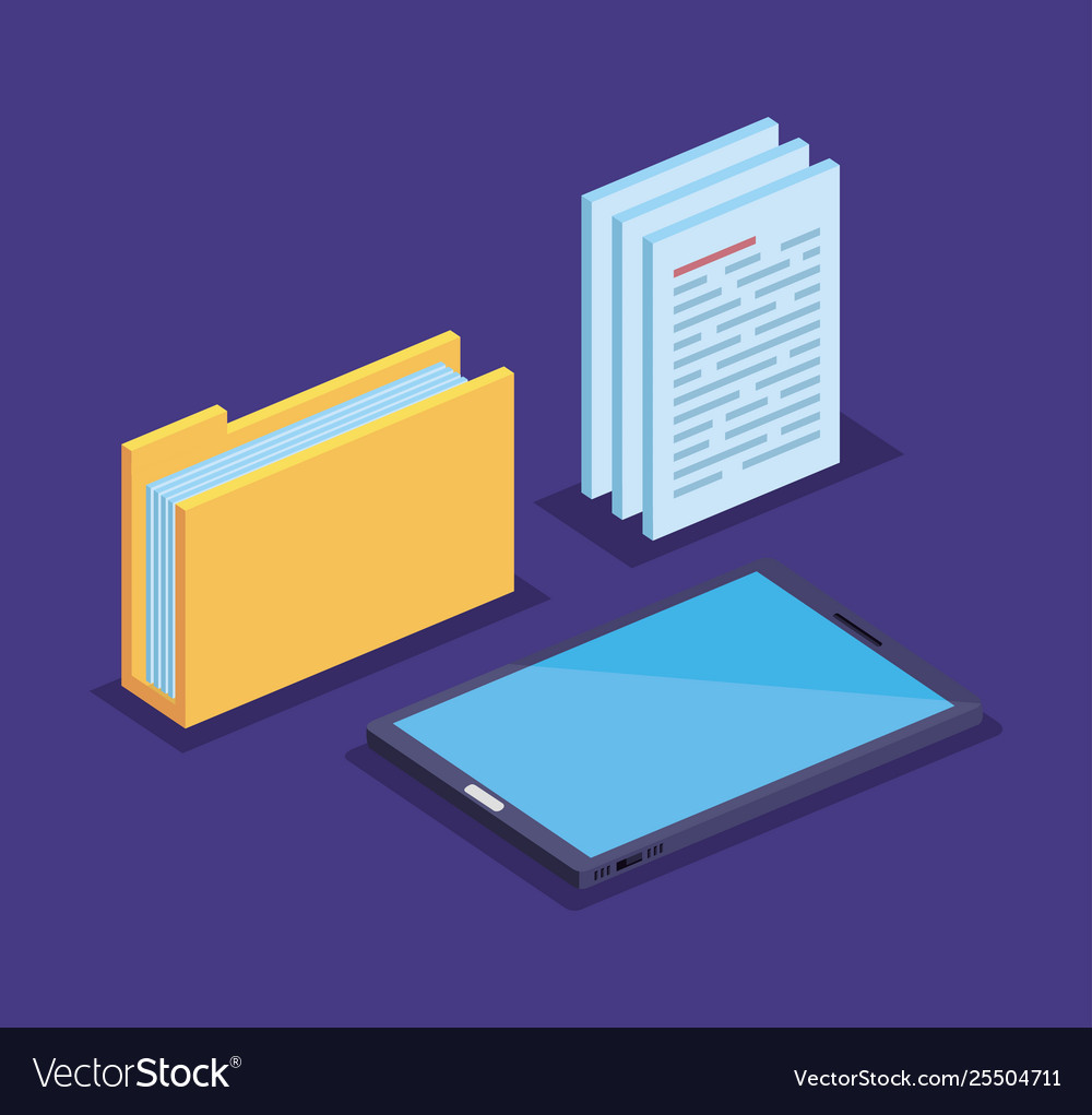 Isometric folder with documents information Vector Image