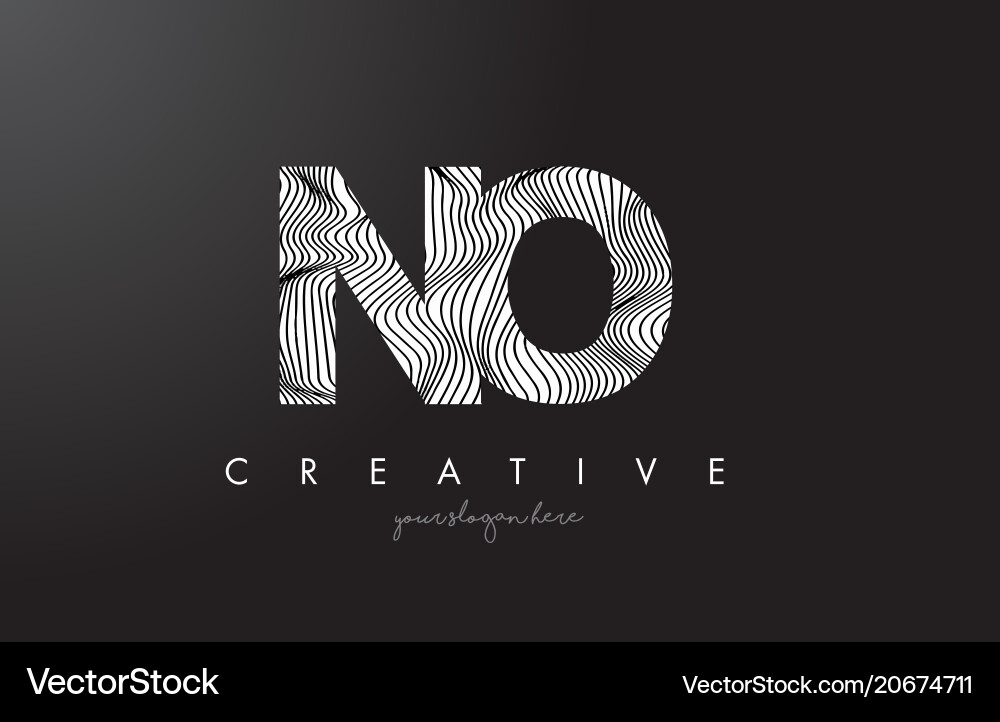 No n o letter logo with zebra lines texture Vector Image