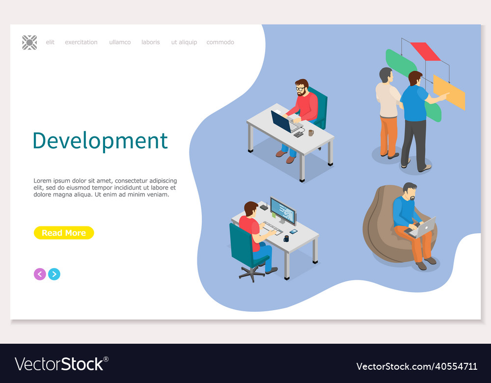 People working on web development computer Vector Image