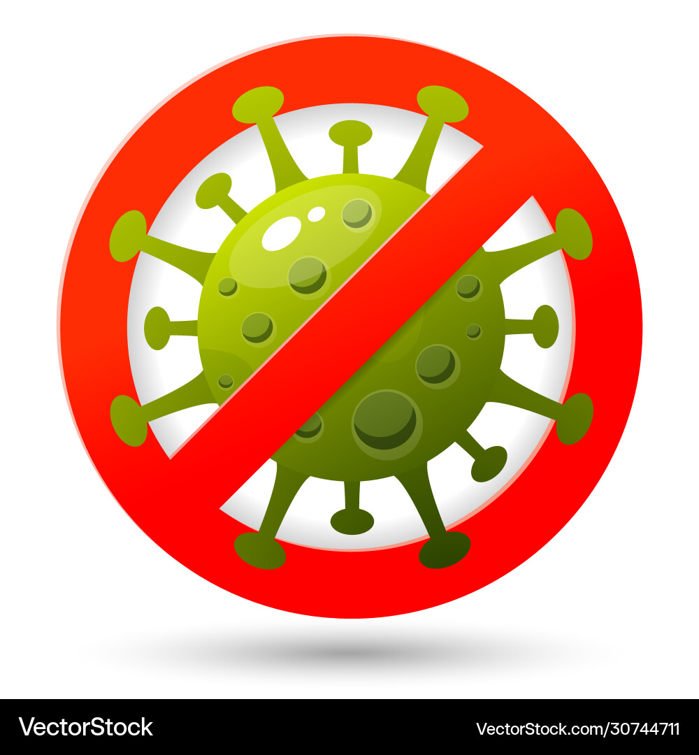 Poster design with coronavirus cell and stop sign Vector Image