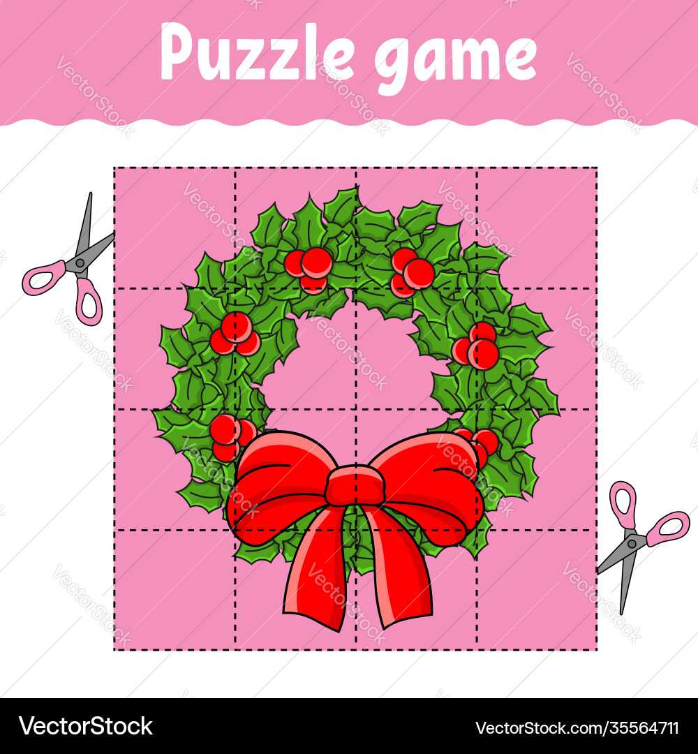 Puzzle game for kids winter theme education Vector Image