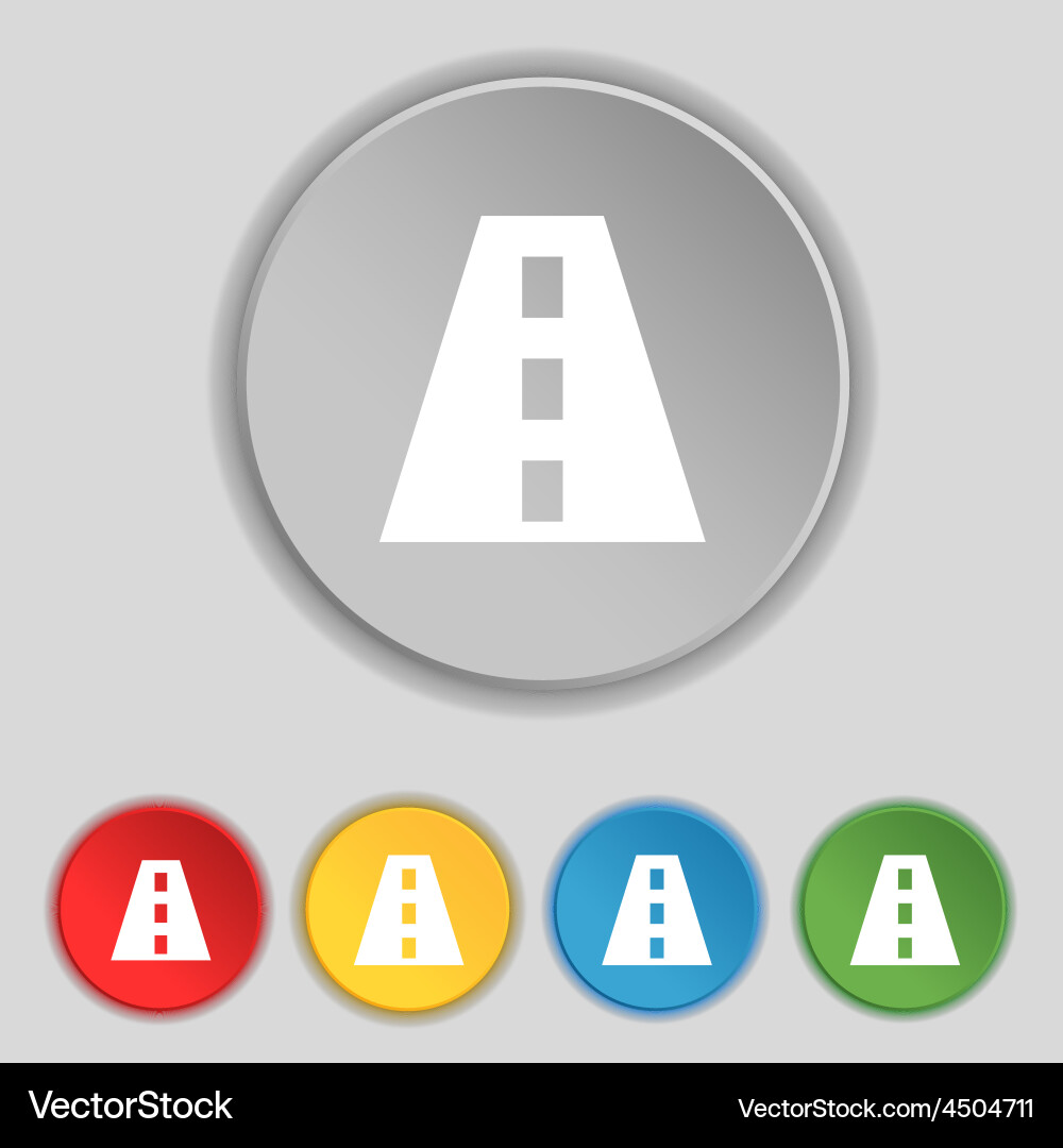 Road icon sign symbol on five flat buttons Vector Image