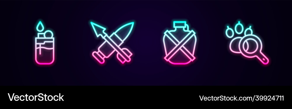 Set line lighter crossed bullet with arrow Vector Image