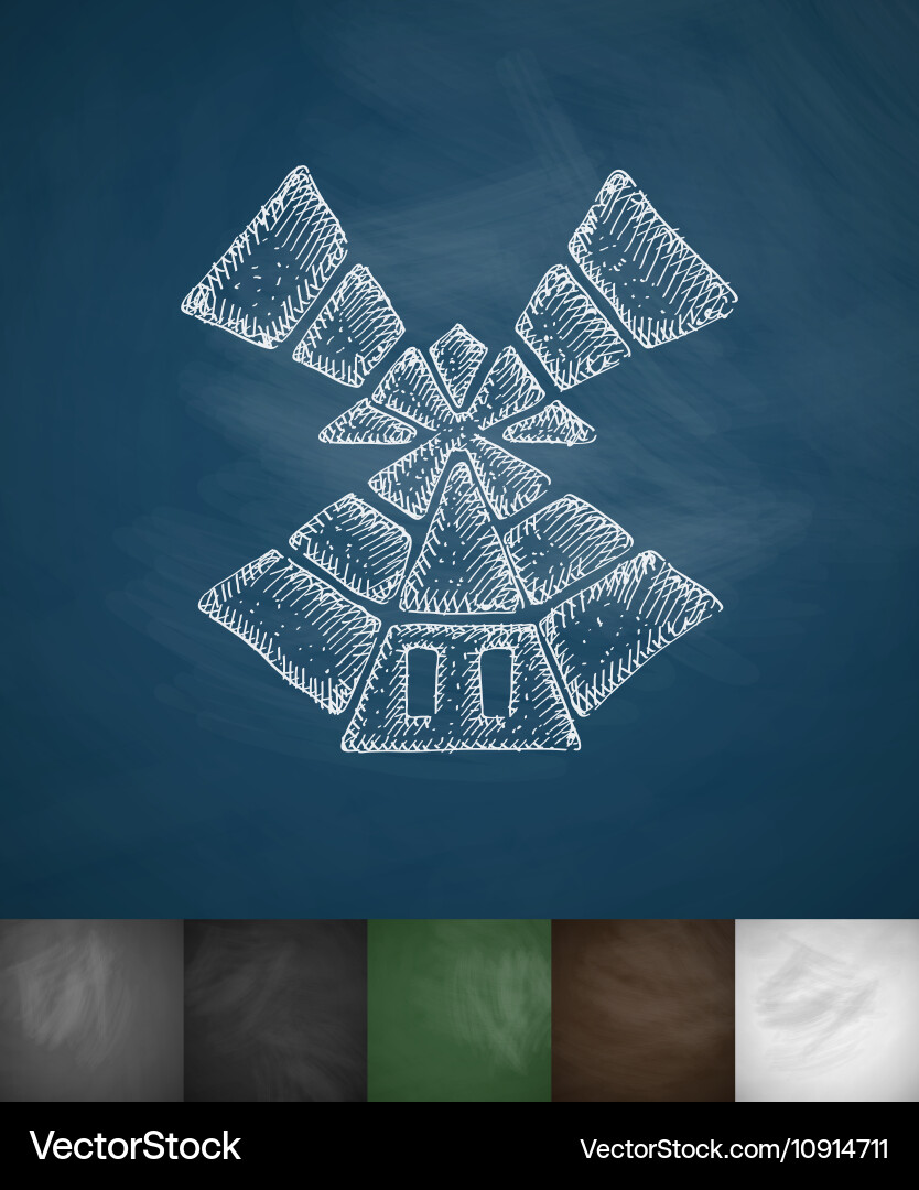 Windmill icon hand drawn Royalty Free Vector Image