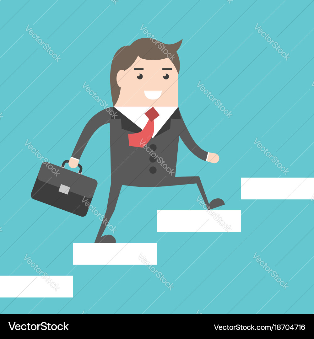 Businessman walking upstairs Royalty Free Vector Image