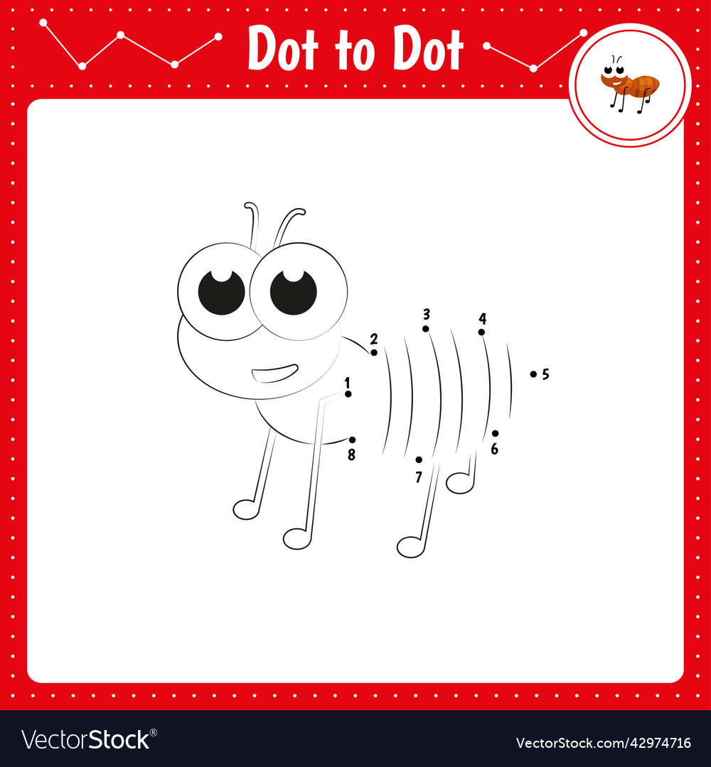 Connect the dots ant insect dot Royalty Free Vector Image