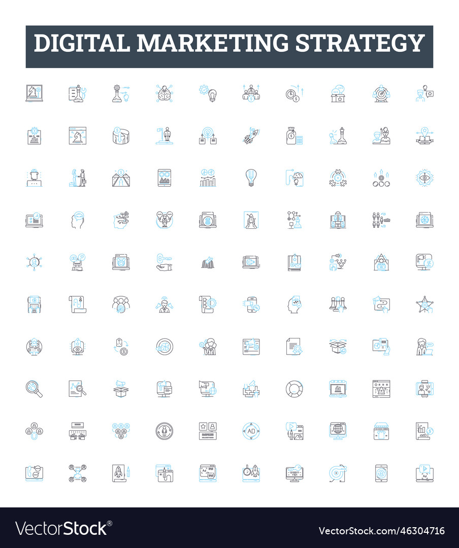 Digital marketing strategy line icons set Vector Image