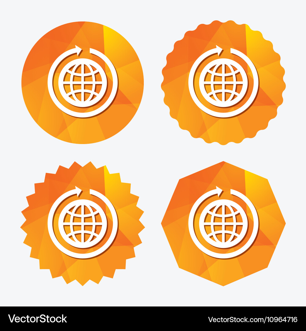 Globe sign icon round world arrow symbol Vector Image