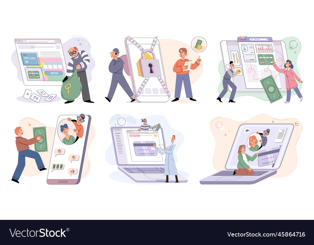 Hacker activity big set hacking computer Vector Image