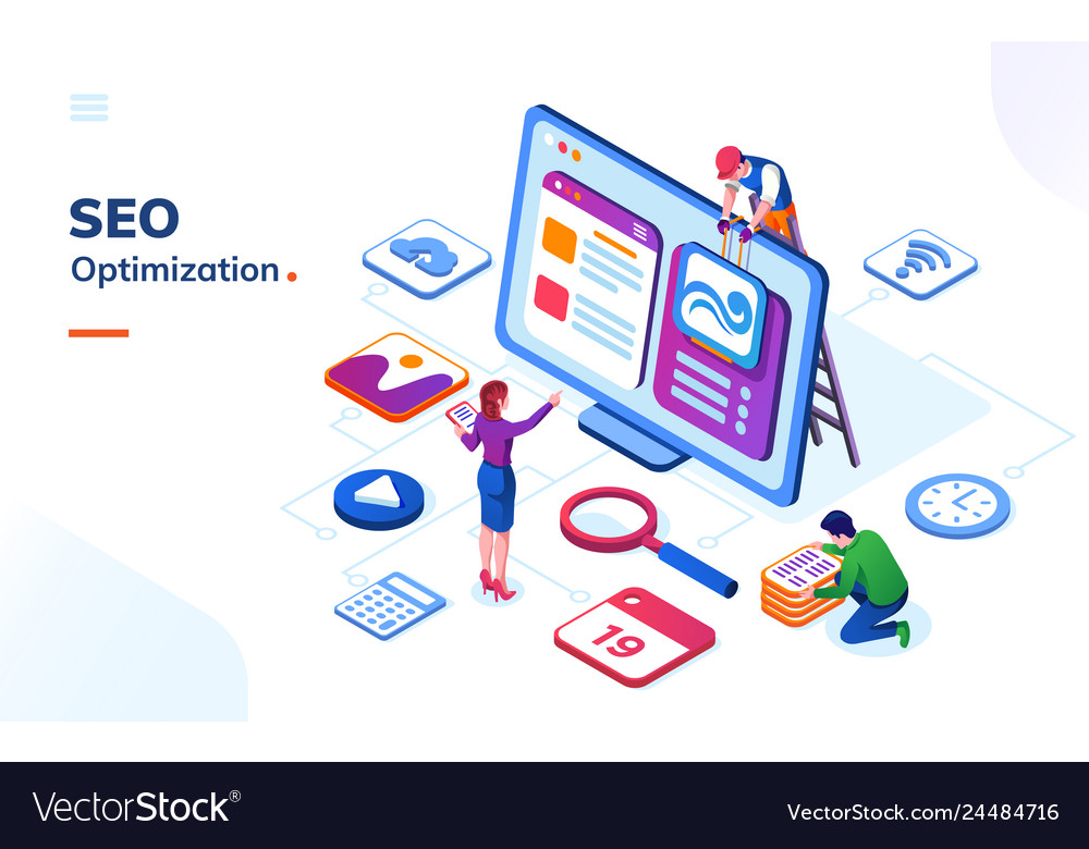 Man and woman making seo optimization at office Vector Image