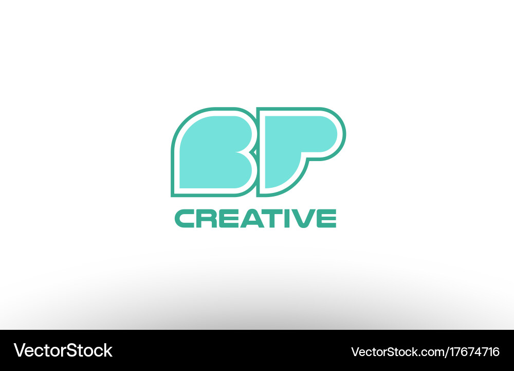 Pastel green alphabet letter bp b p combination Vector Image