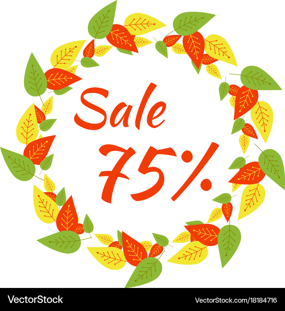 Round frame with the text autumn sale 75 a Vector Image