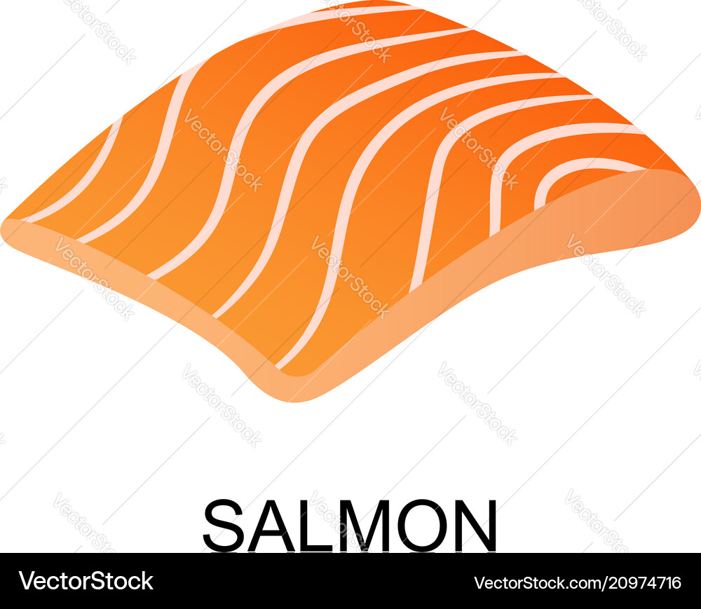Slice of salmon icon isometric style Royalty Free Vector