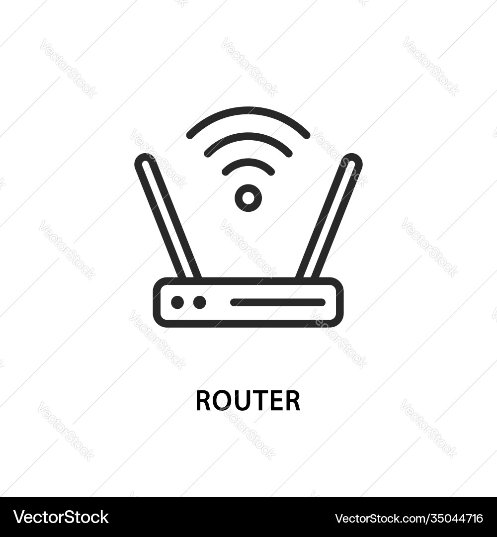 Wi-fi router flat line icon equipment Royalty Free Vector