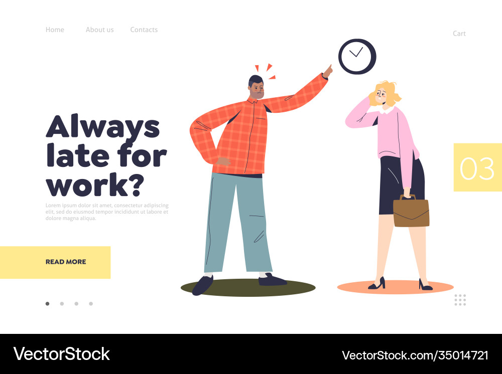Always late for work landing page concept Vector Image