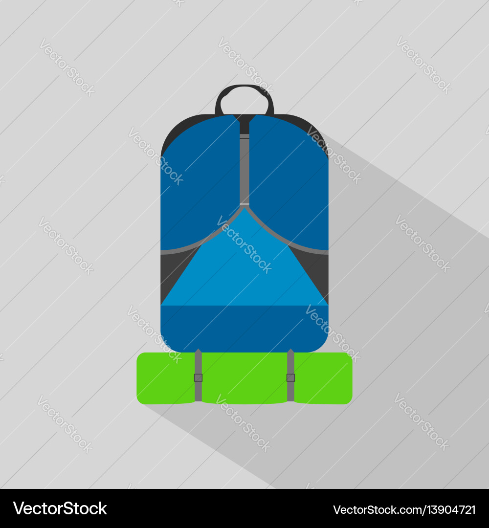 Backpack hiking camping flat icon Royalty Free Vector Image