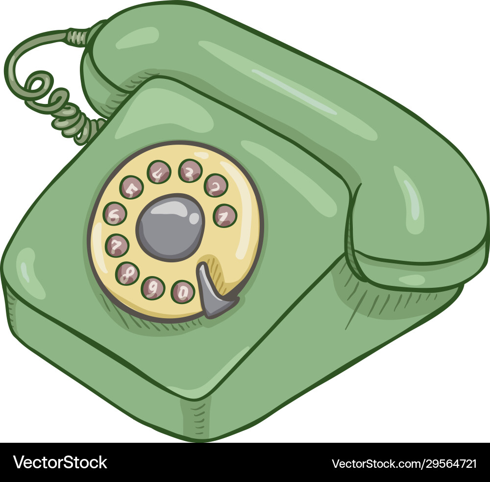 Cartoon green retro style rotary phone Royalty Free Vector
