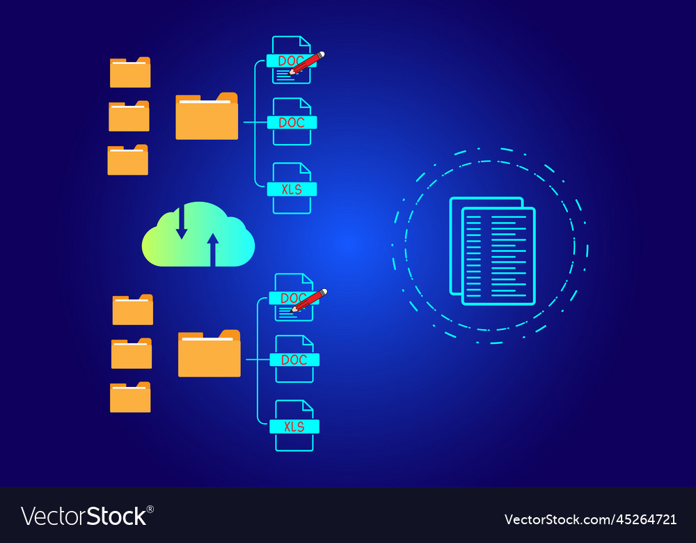 Concept document management online Royalty Free Vector Image