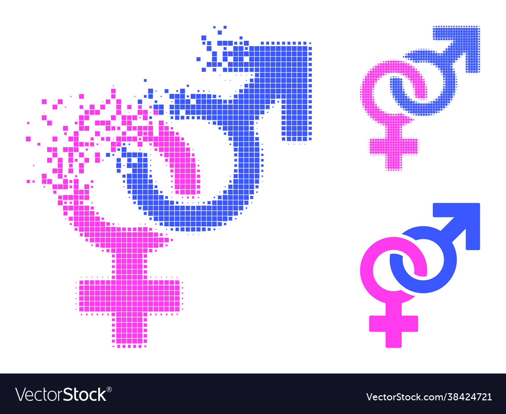 Dispersed Pixel Straight Sex Symbol Glyph With Vector Image