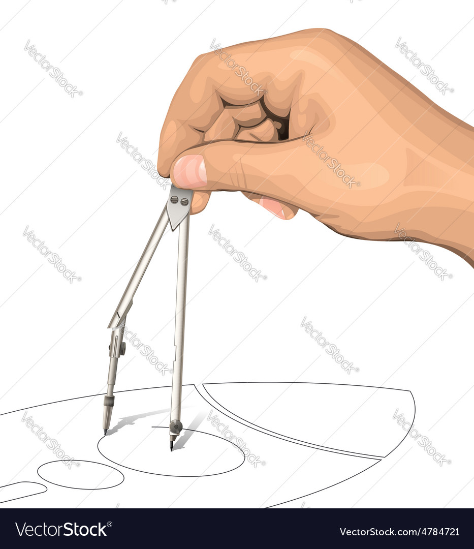 Drawing compass in hand Royalty Free Vector Image