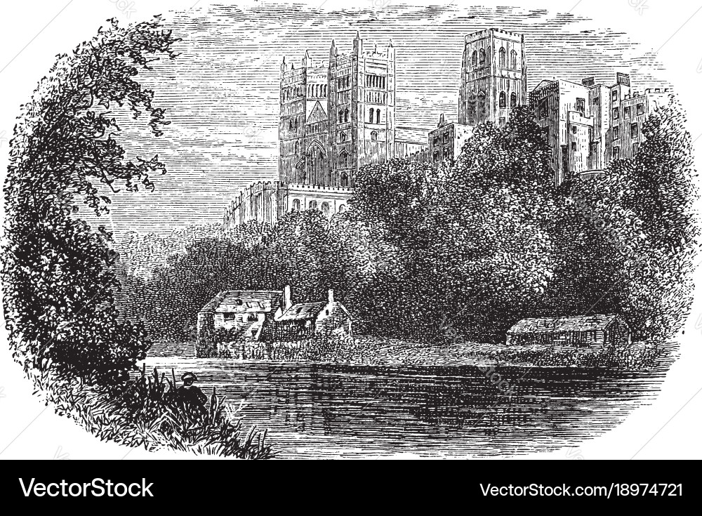 Durham cathedral from the wear vintage Royalty Free Vector