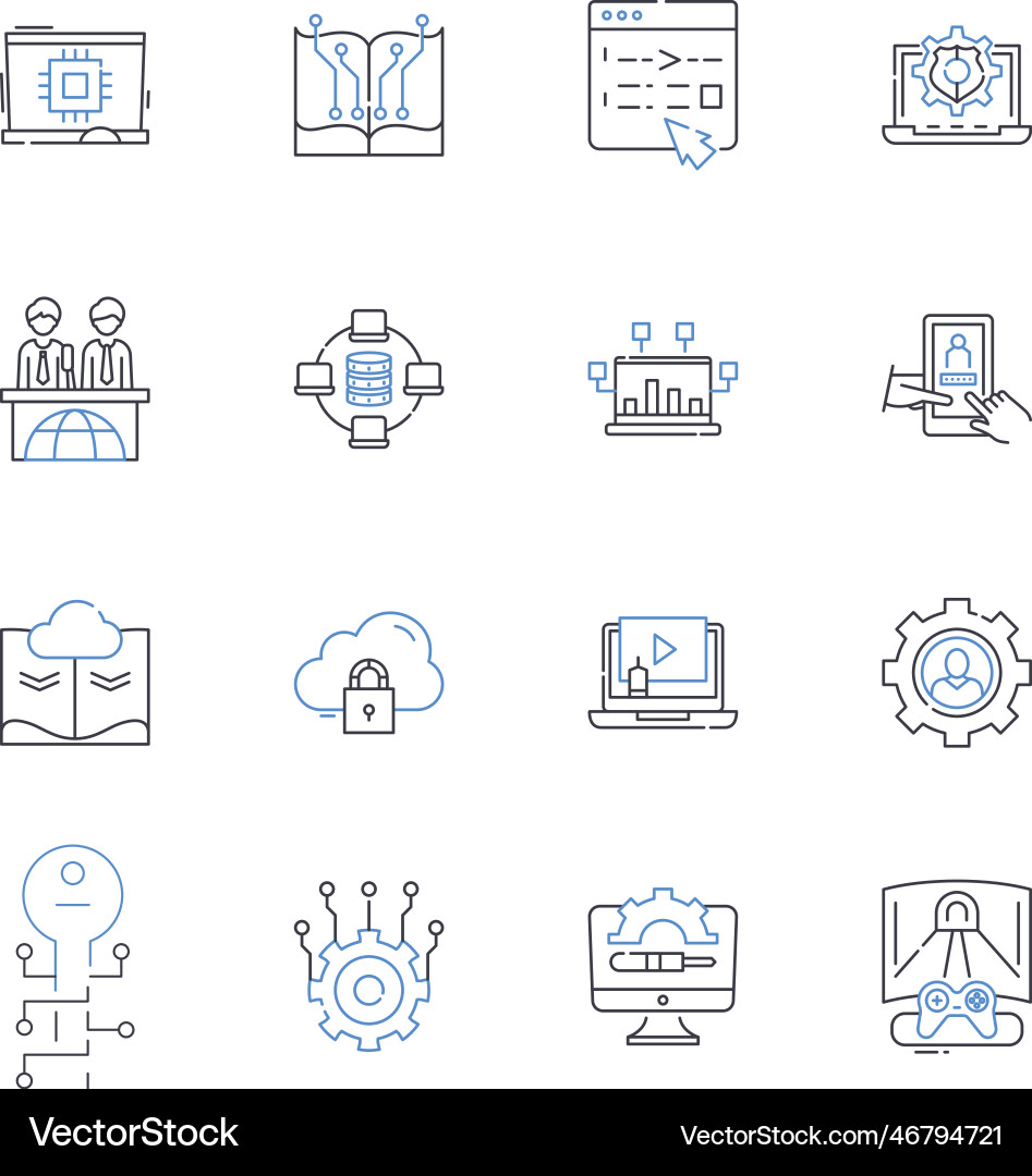 Electronic radiant line icons collection radiance Vector Image
