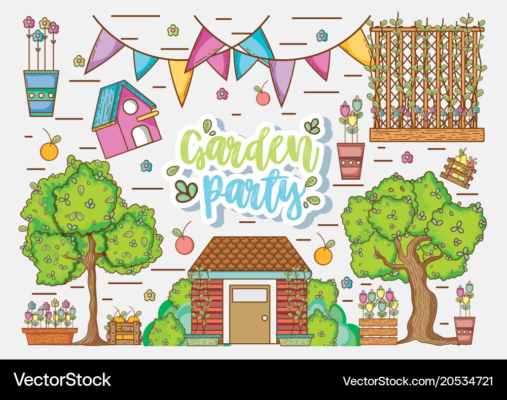Garden party cartoons Royalty Free Vector Image